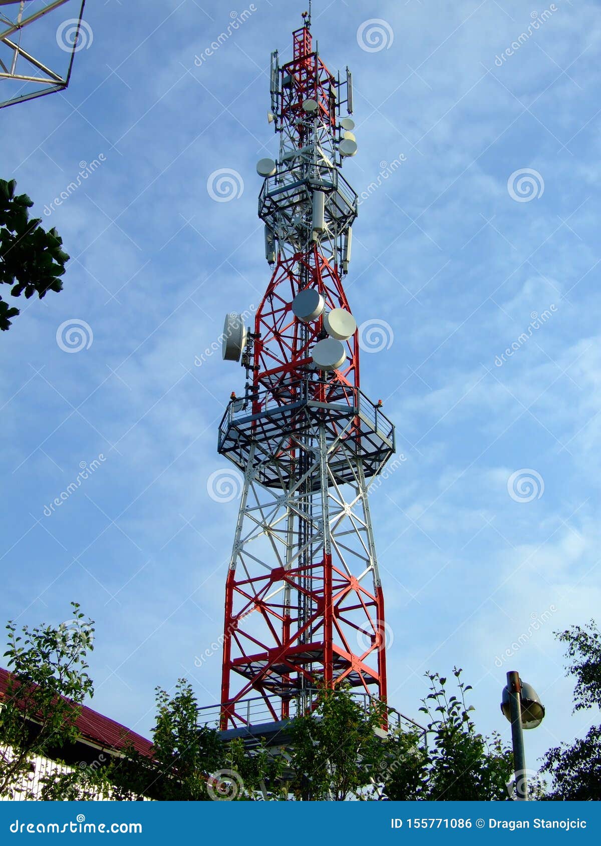 Radio Tower with Devices for Internet and Mobile Communication Stock ...