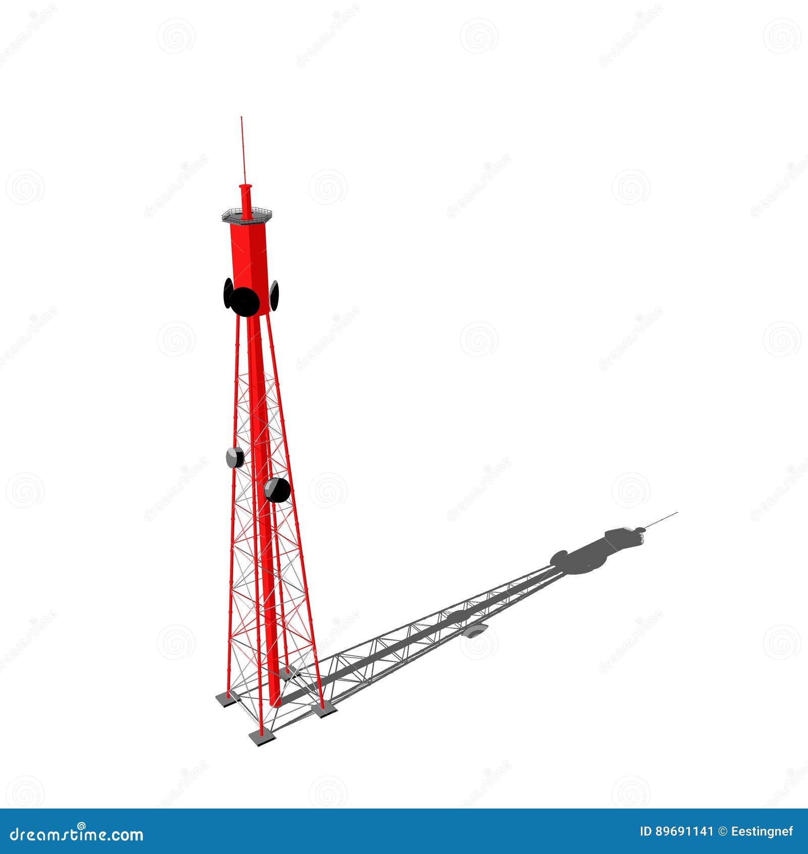 Radio Tower. Isolated on White Background. Cartoon Style. Stock ...