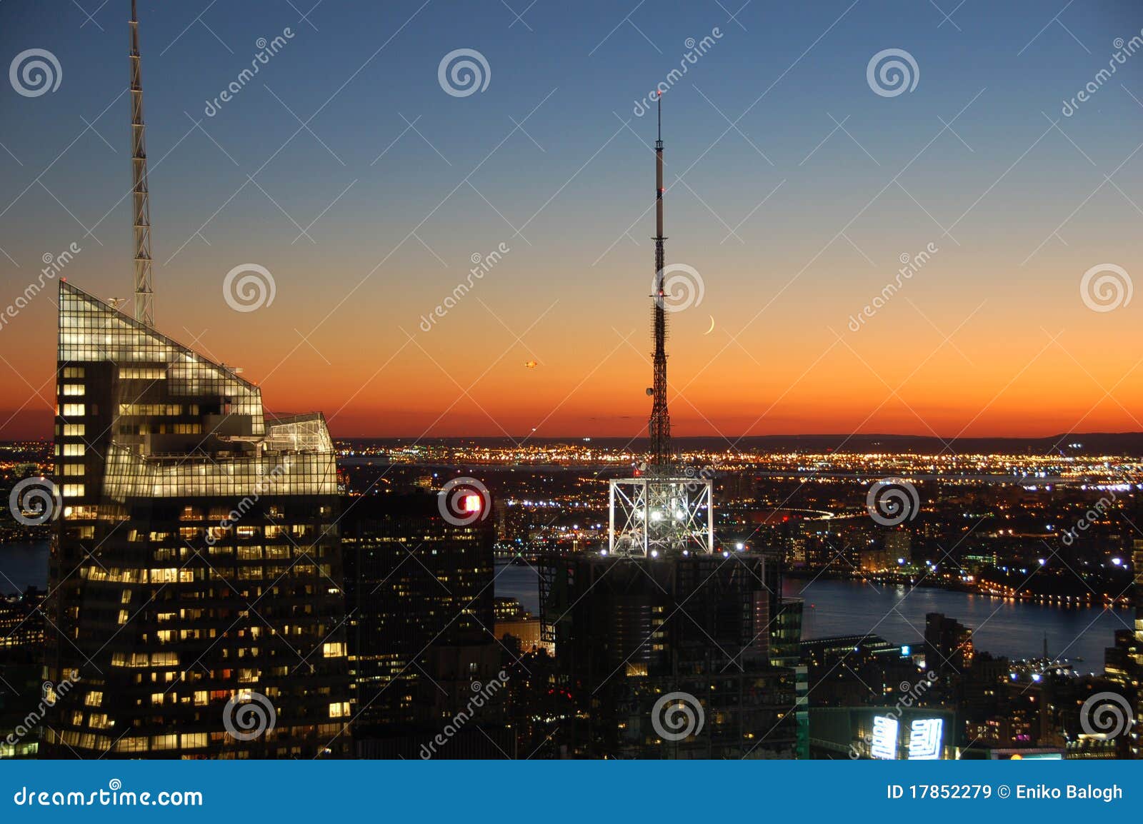 Radio Tower with Moon stock image. Image of york, american - 17852279
