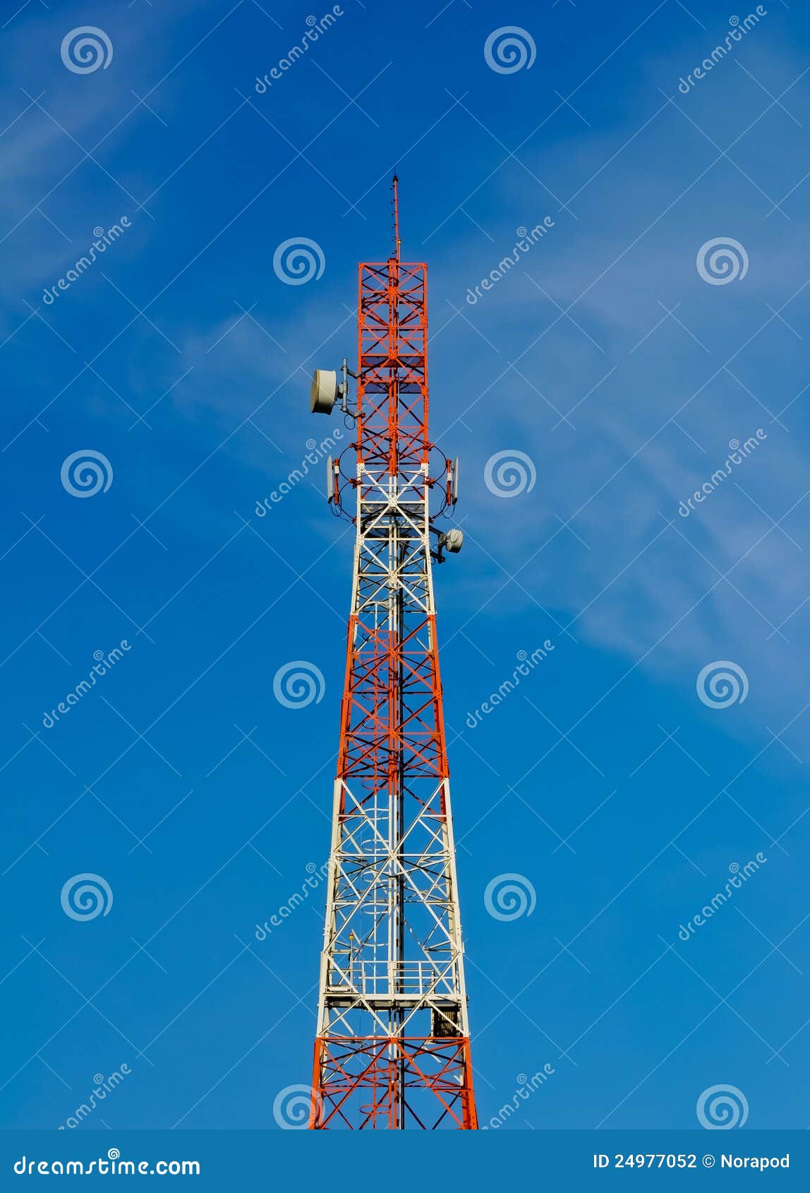 Radio Tower with Satellite Dish Stock Photo - Image of metal ...