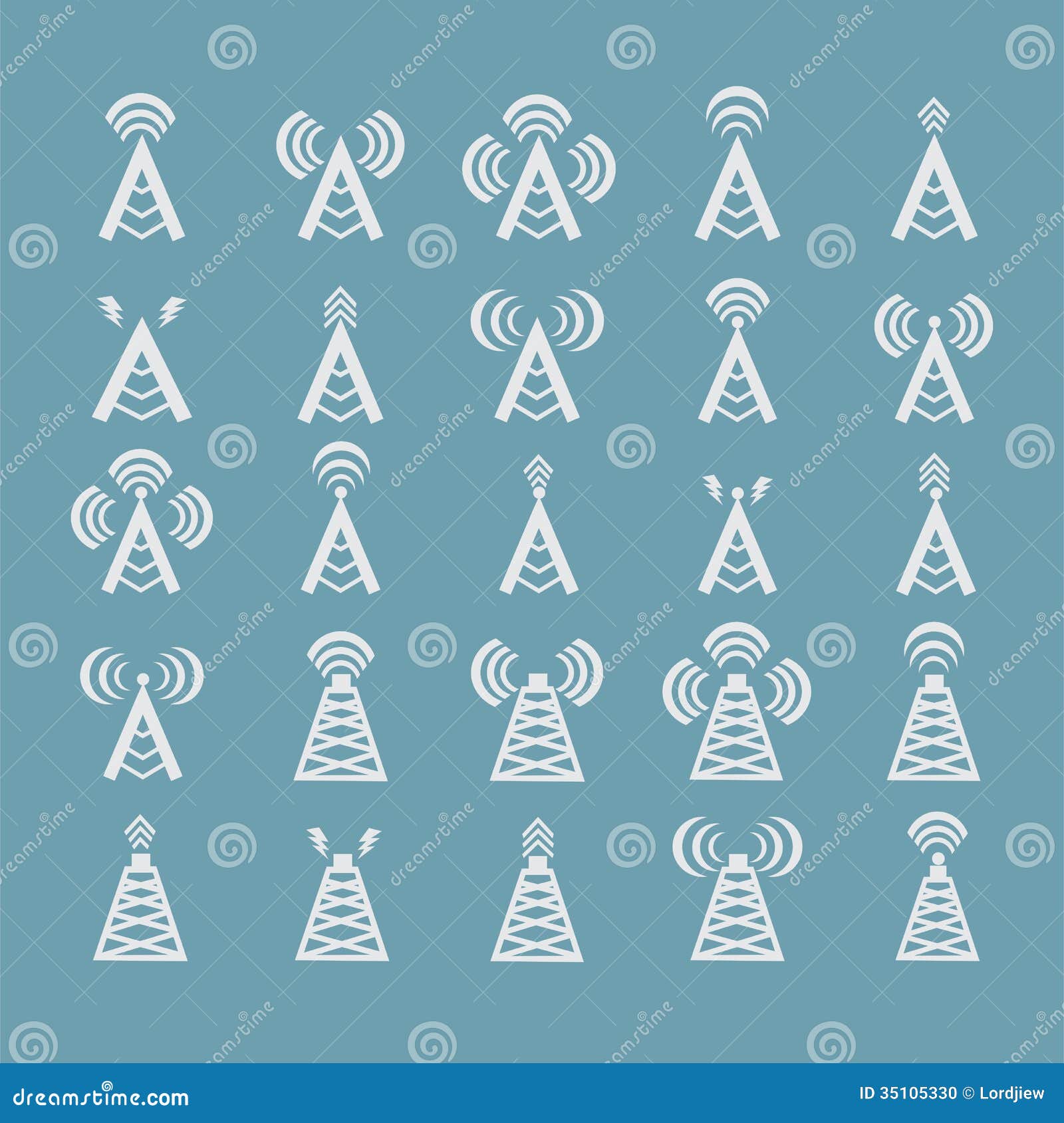 Radio Tower or Wireless Tower Symbols Stock Vector - Illustration of ...