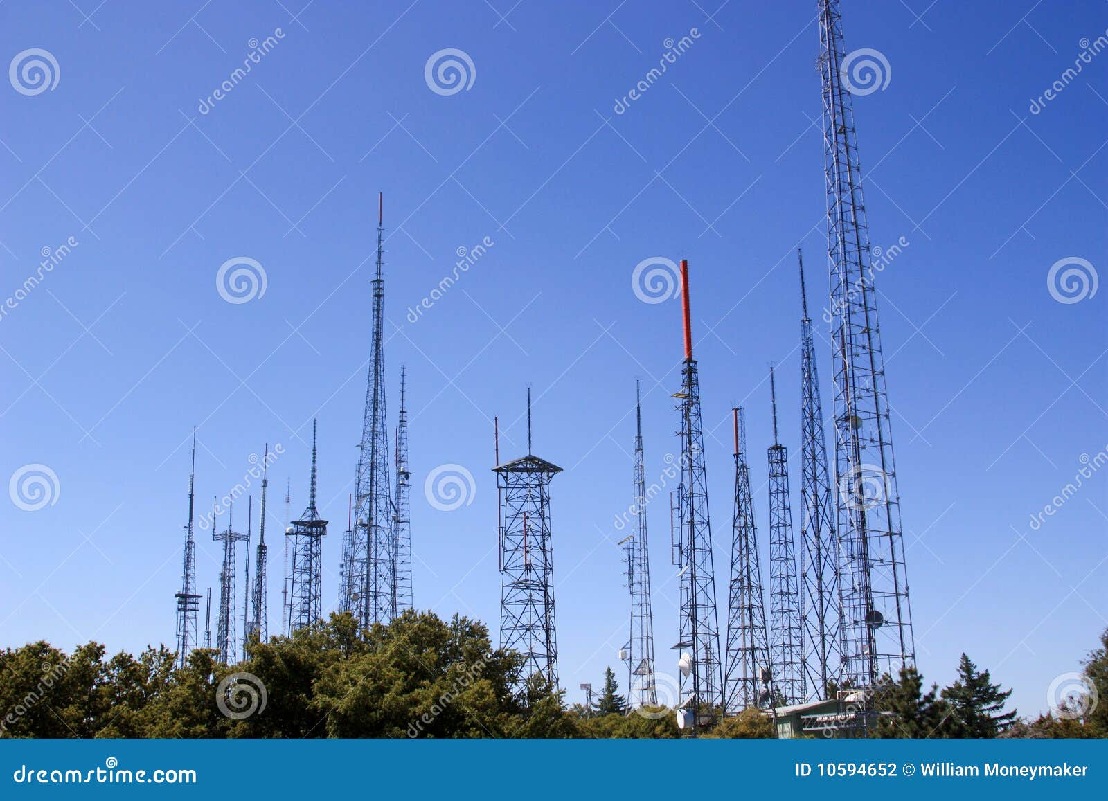 Radio towers in the sky stock photo. Image of business - 10594652