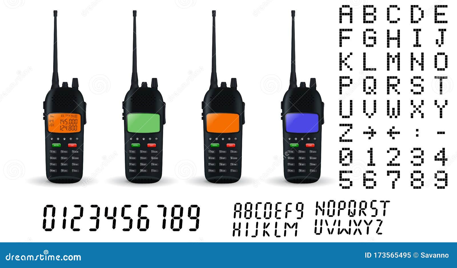 Radio Transceivers. Collection of Devices, Font and Numbers Stock ...