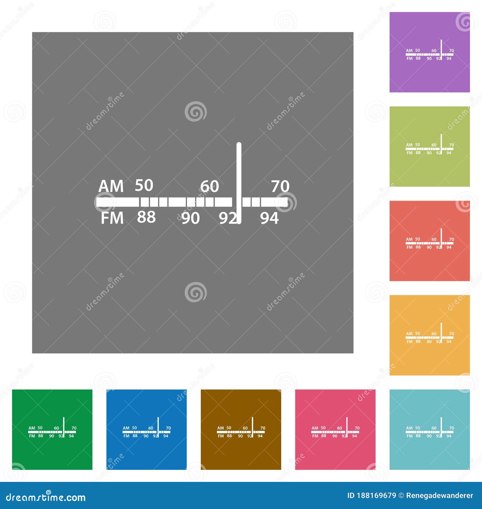 Radio Tuner Square Flat Icons Stock Vector - Illustration of plain ...