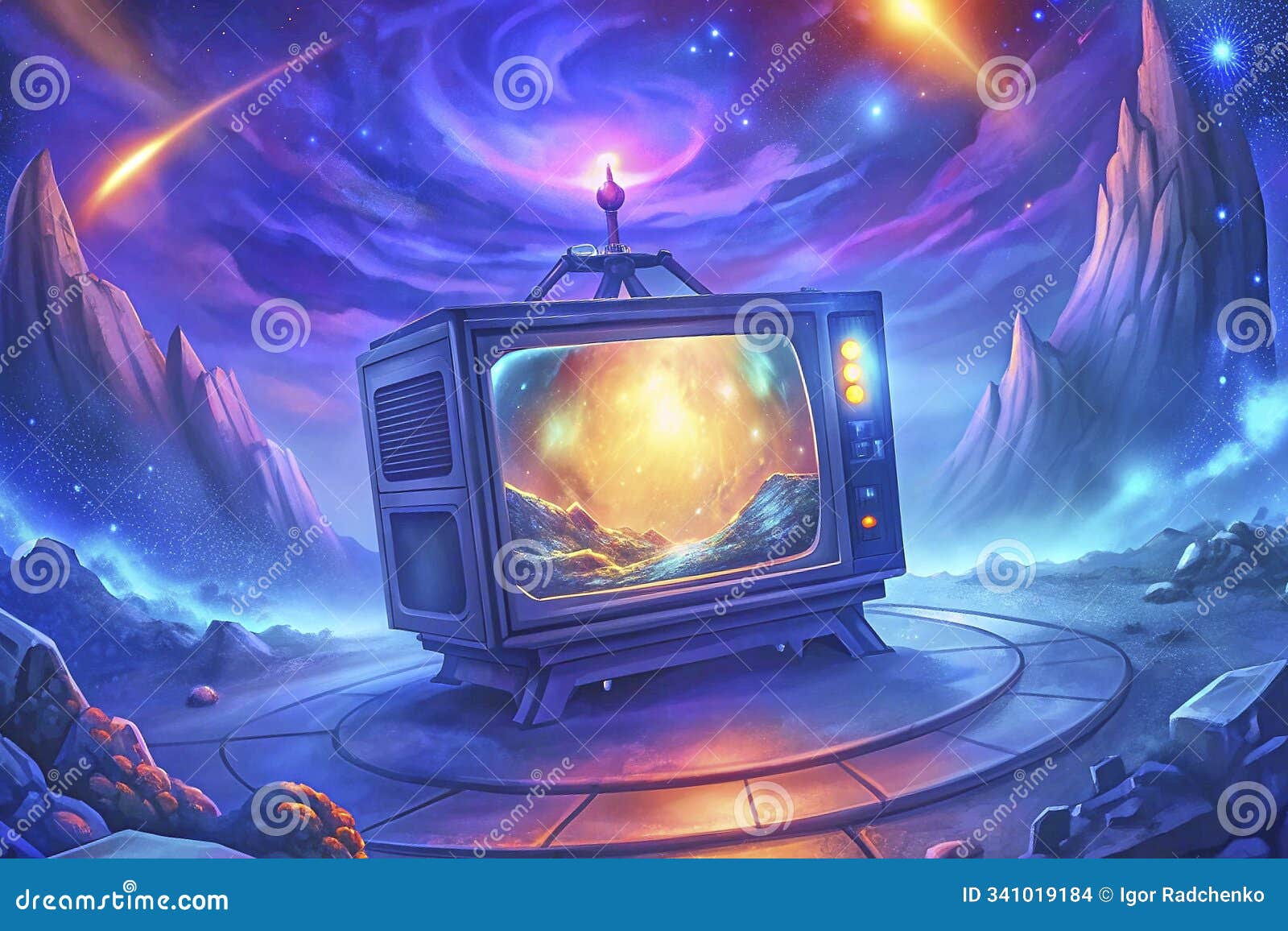 Radio TV Presentation in Any Space. Broadcasting 24 Hours a Day Stock ...