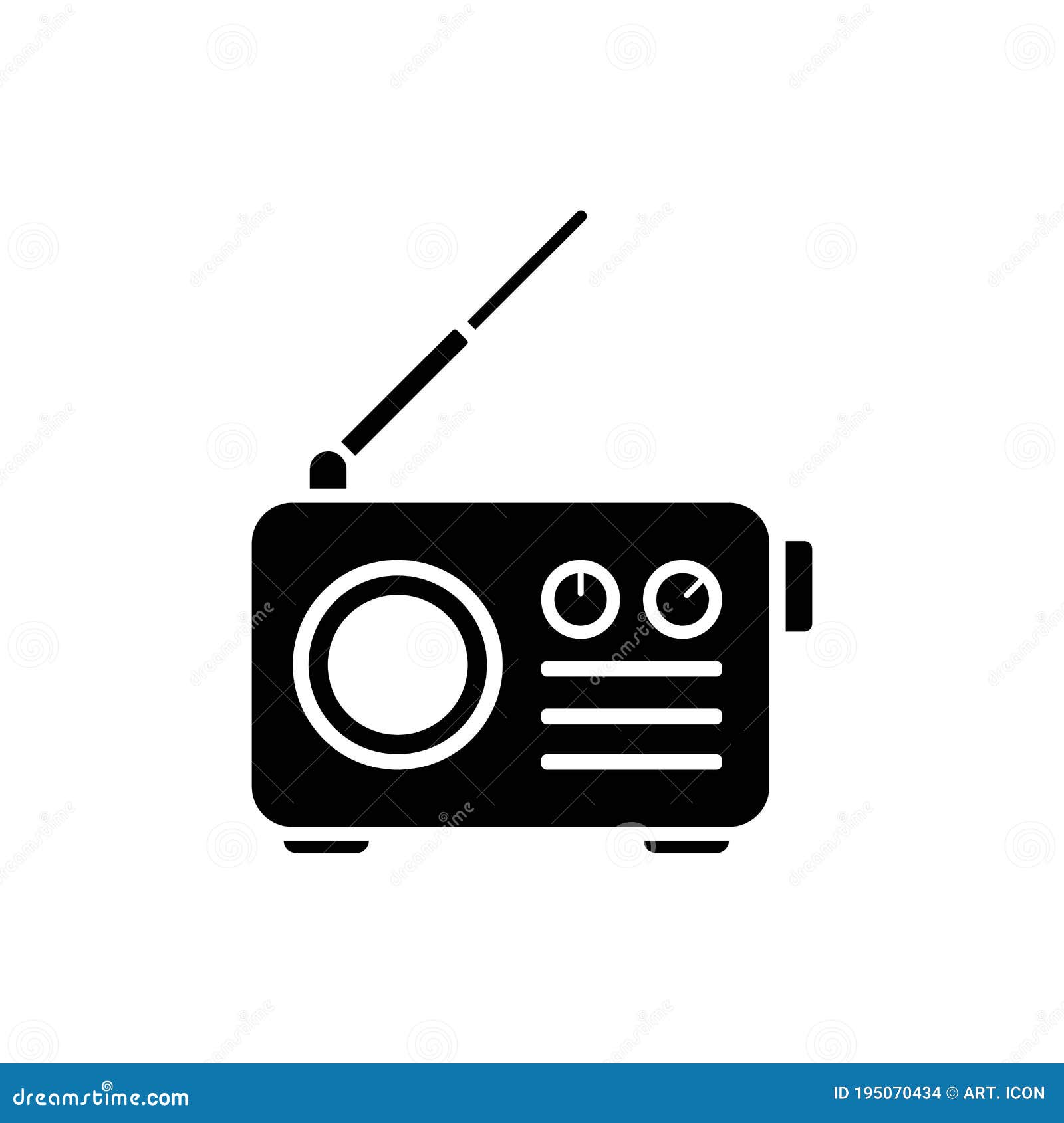 Radio vector icon stock vector. Illustration of white - 195070434