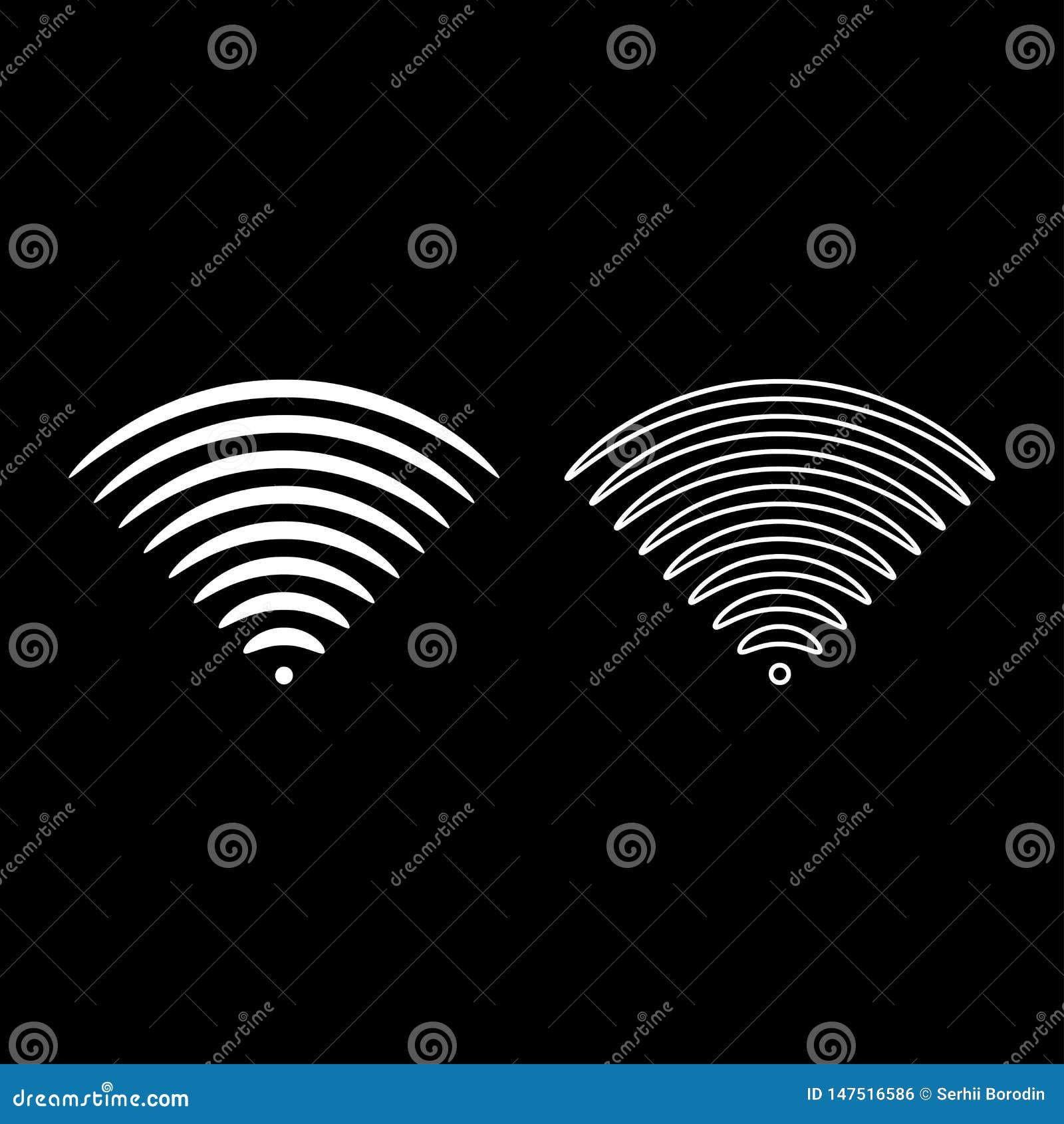 Radio Wave Sound Signal One Dirrection Transmitter Icon Outline Set White Color Vector