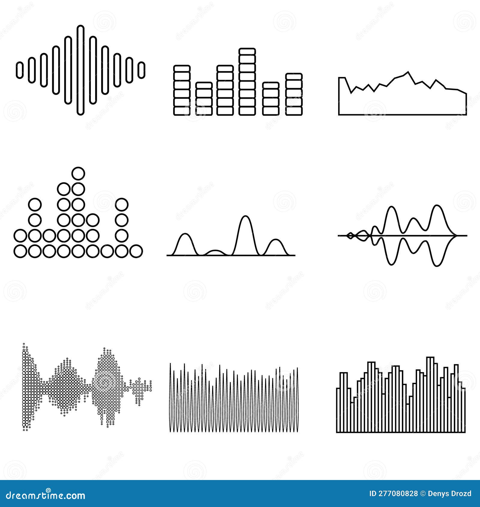 Radio Wave Vector Icon Set Monochrome Simple Sound Wave Illustration Sign Collection Signal