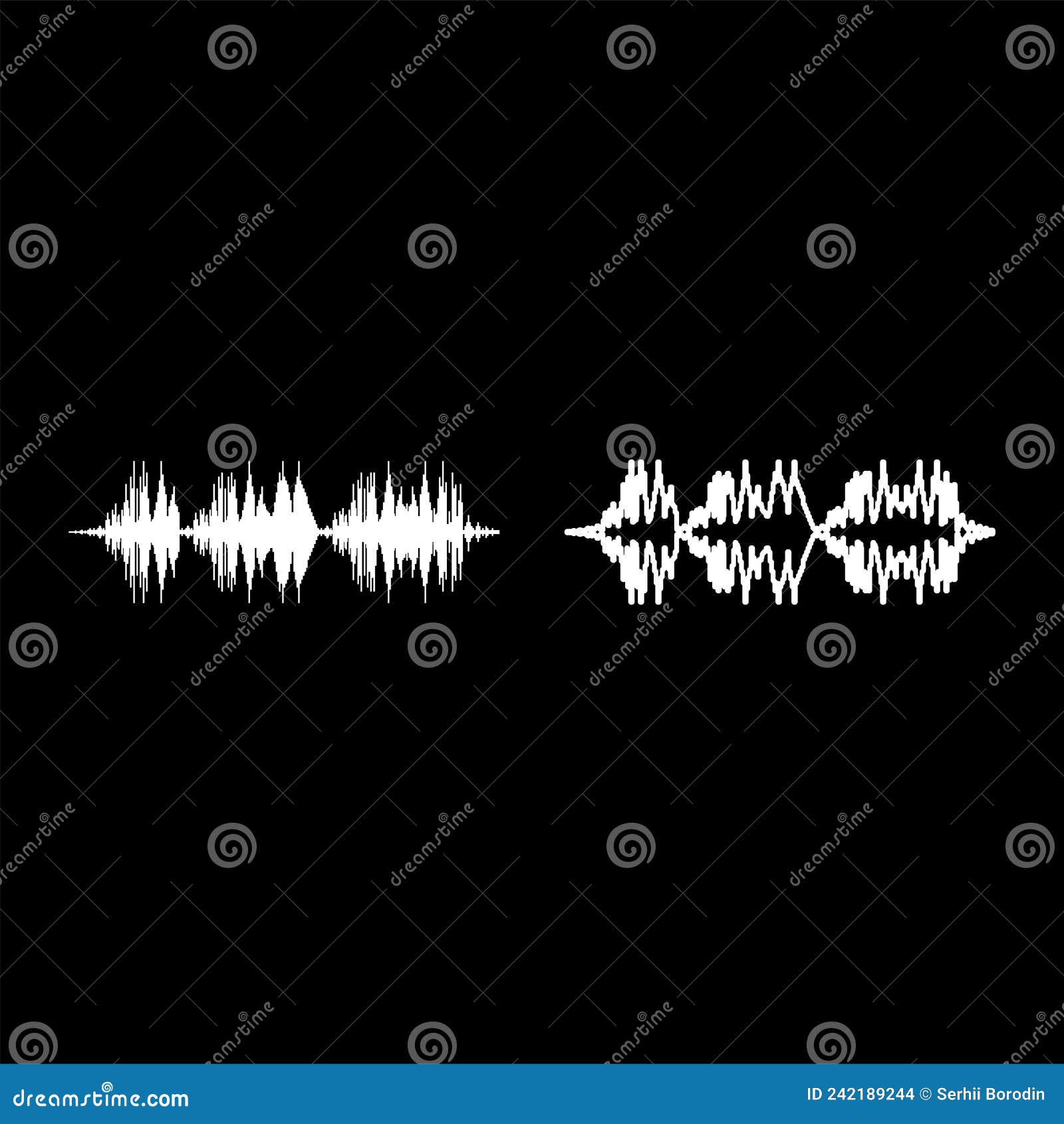 Radio Wave Wireless Pulse Audio Music Set Icon White Color Vector ...