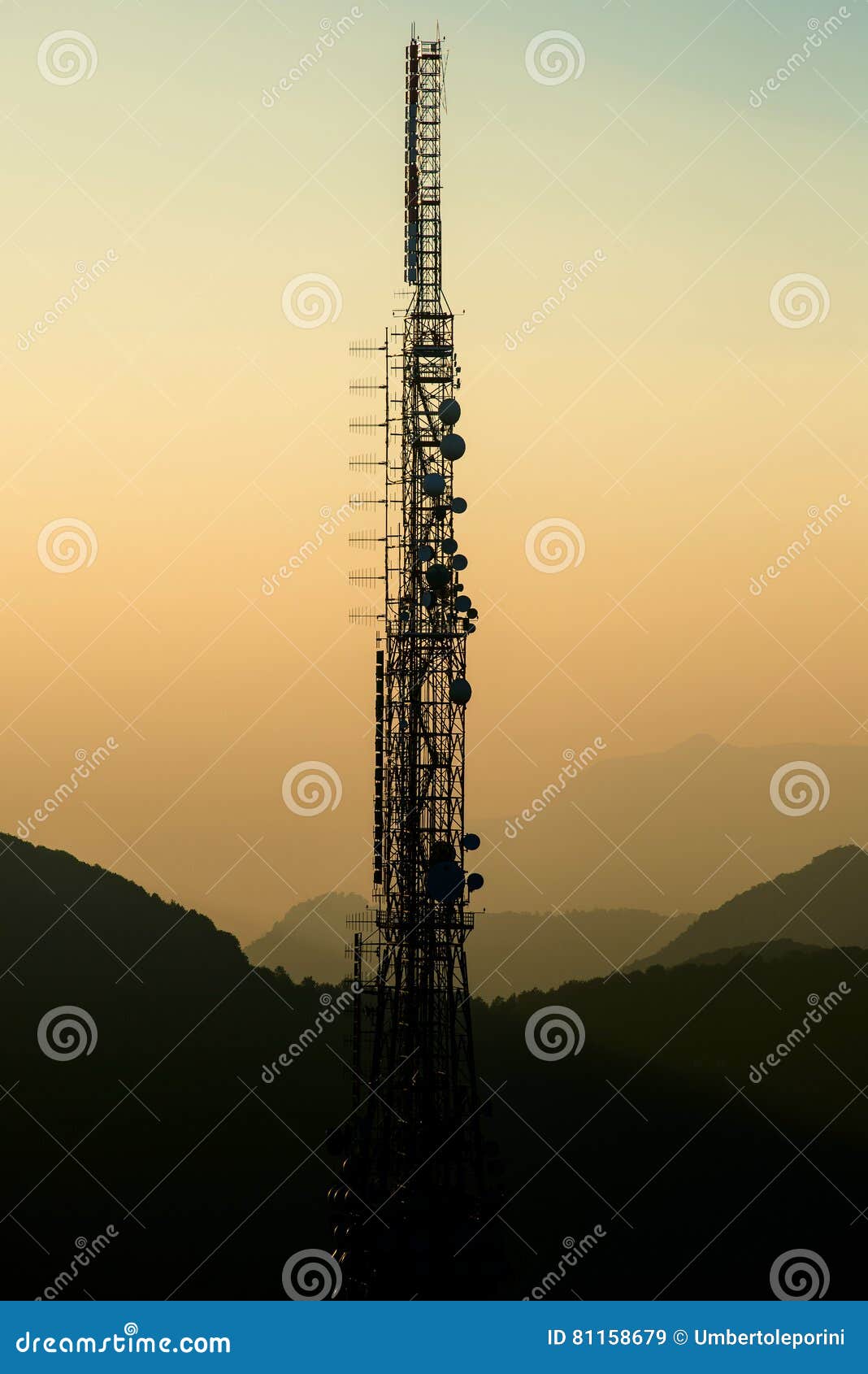 Radio Waves Antenna at Sunset Stock Image - Image of broadcast, mobile ...