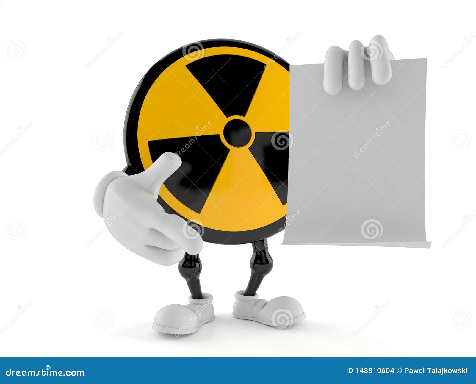 Radioactive Character with Blank Sheet of Paper Stock Illustration ...