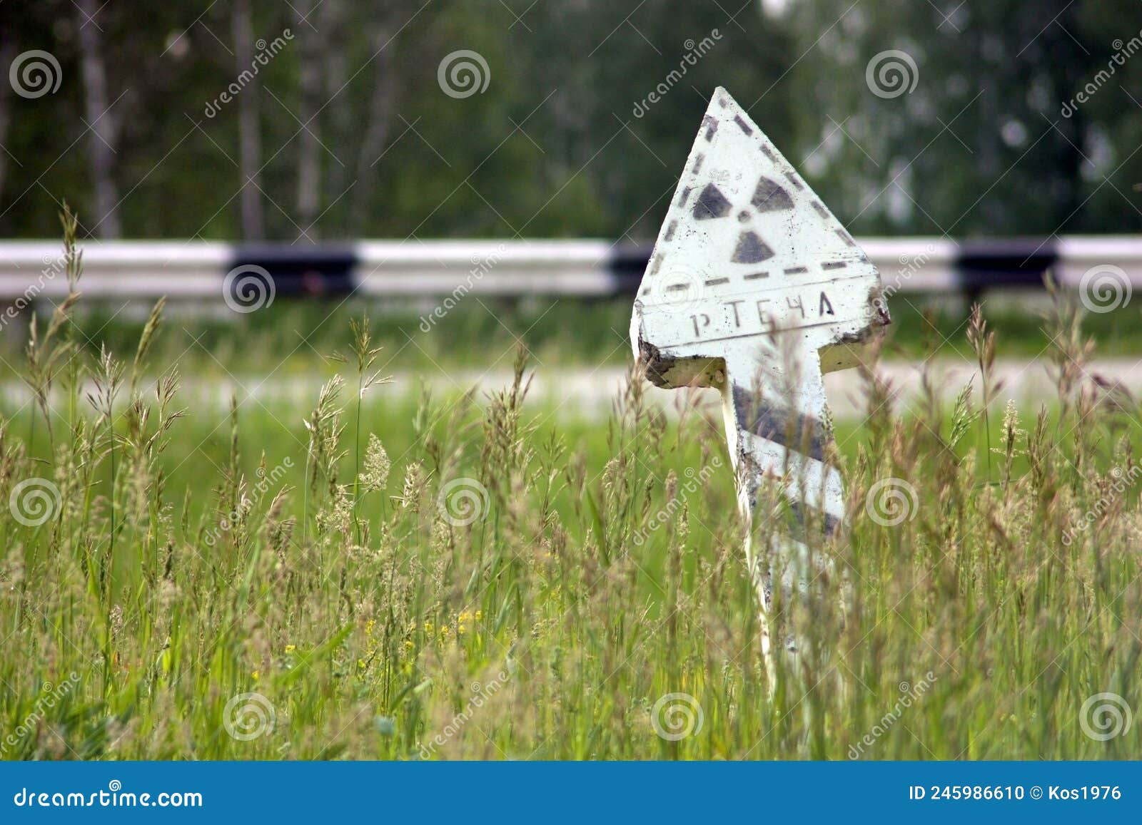 Radioactive Danger Sign among Green Grass Stock Photo - Image of ...