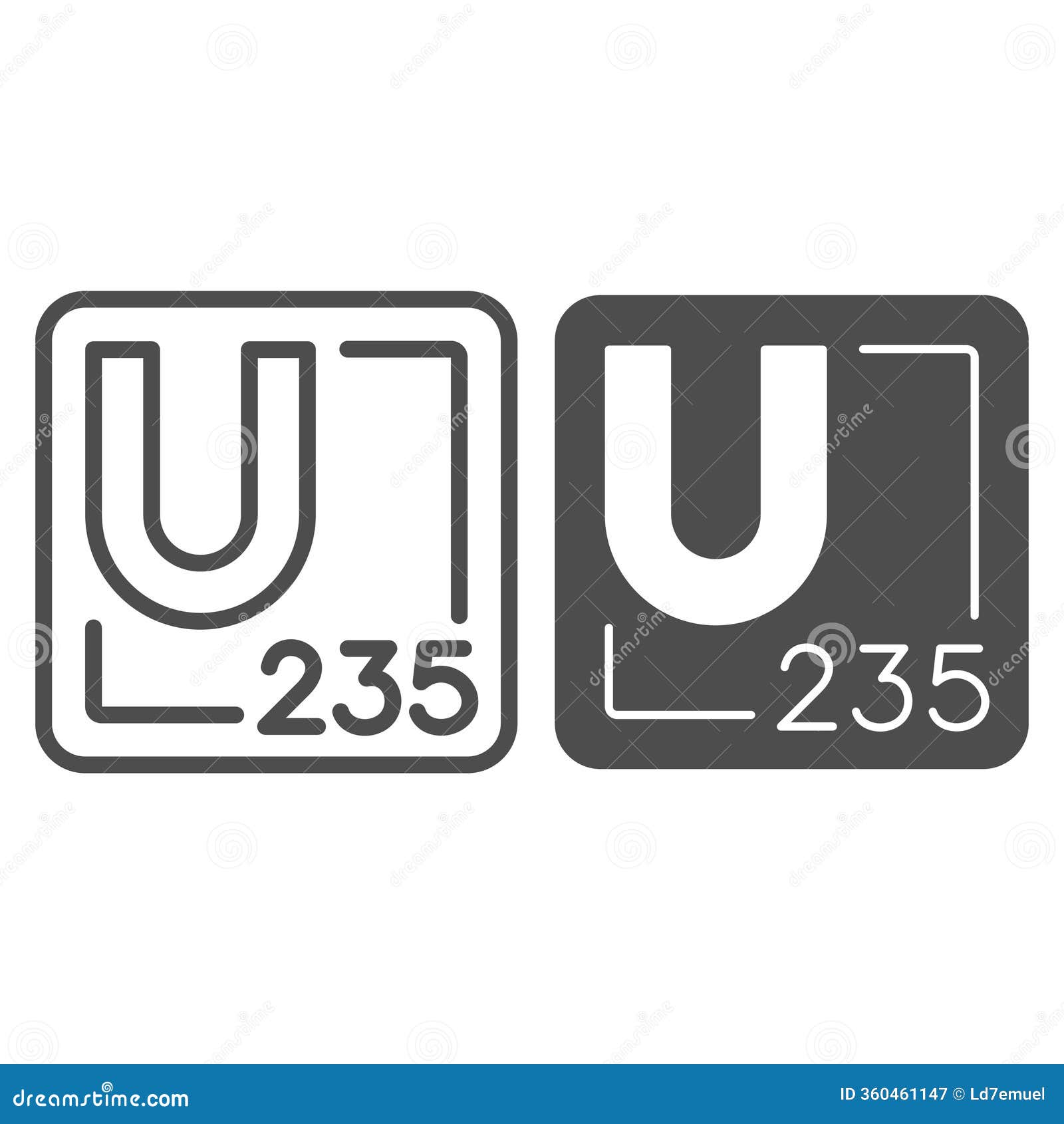 Radioactive Element Uranium-235 Thin Line Icon, Atomic Energy Concept ...