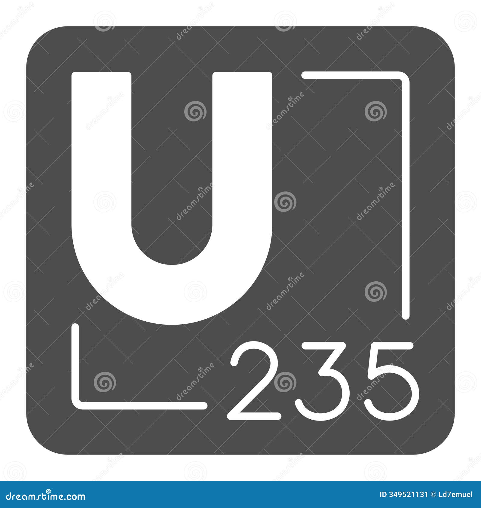 Radioactive Element Uranium-235 Solid Icon, Atomic Energy Concept ...