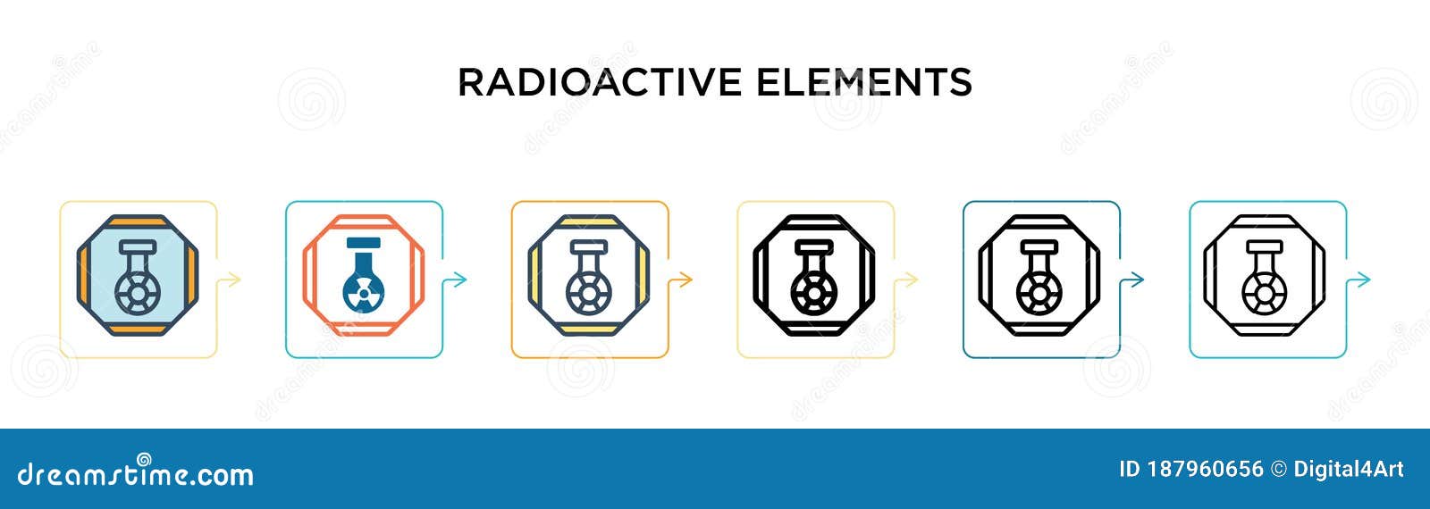 Radioactive Elements Vector Icon in 6 Different Modern Styles. Black ...