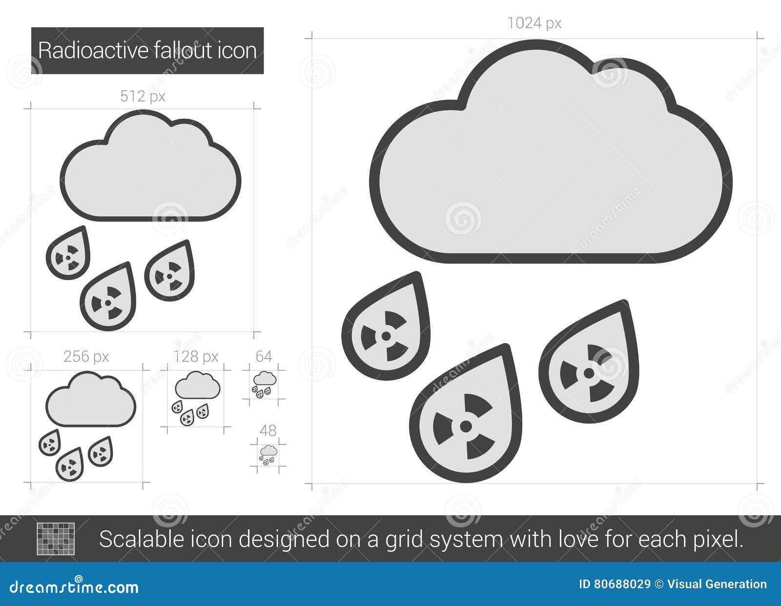 Radioactive Fallout Line Icon. Stock Vector - Illustration of drop ...