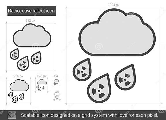 Radioactive Fallout Line Icon. Stock Vector - Illustration of drop ...
