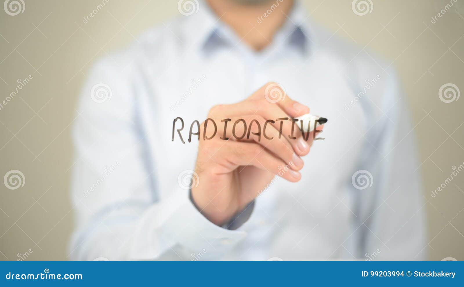 Radioactive, Man Writing on Transparent Screen Stock Photo - Image of ...