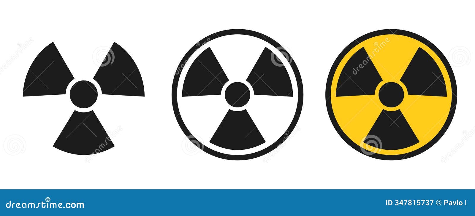 Radiation Danger Sign Set, Radioactive Hazard Icons Cartoon Vector ...