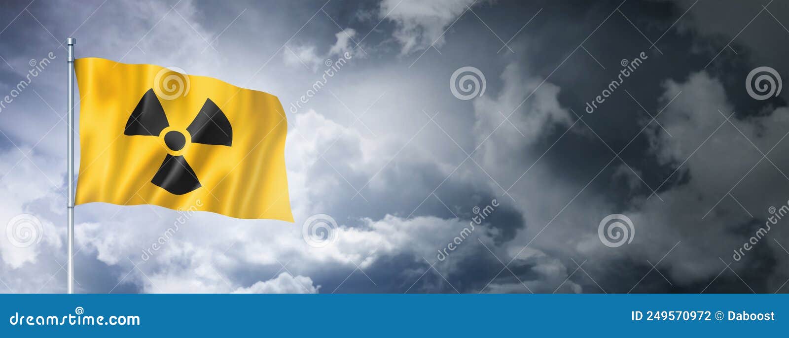 Radioactive Nuclear Symbol Flag on a Cloudy Sky Stock Photo - Image of ...