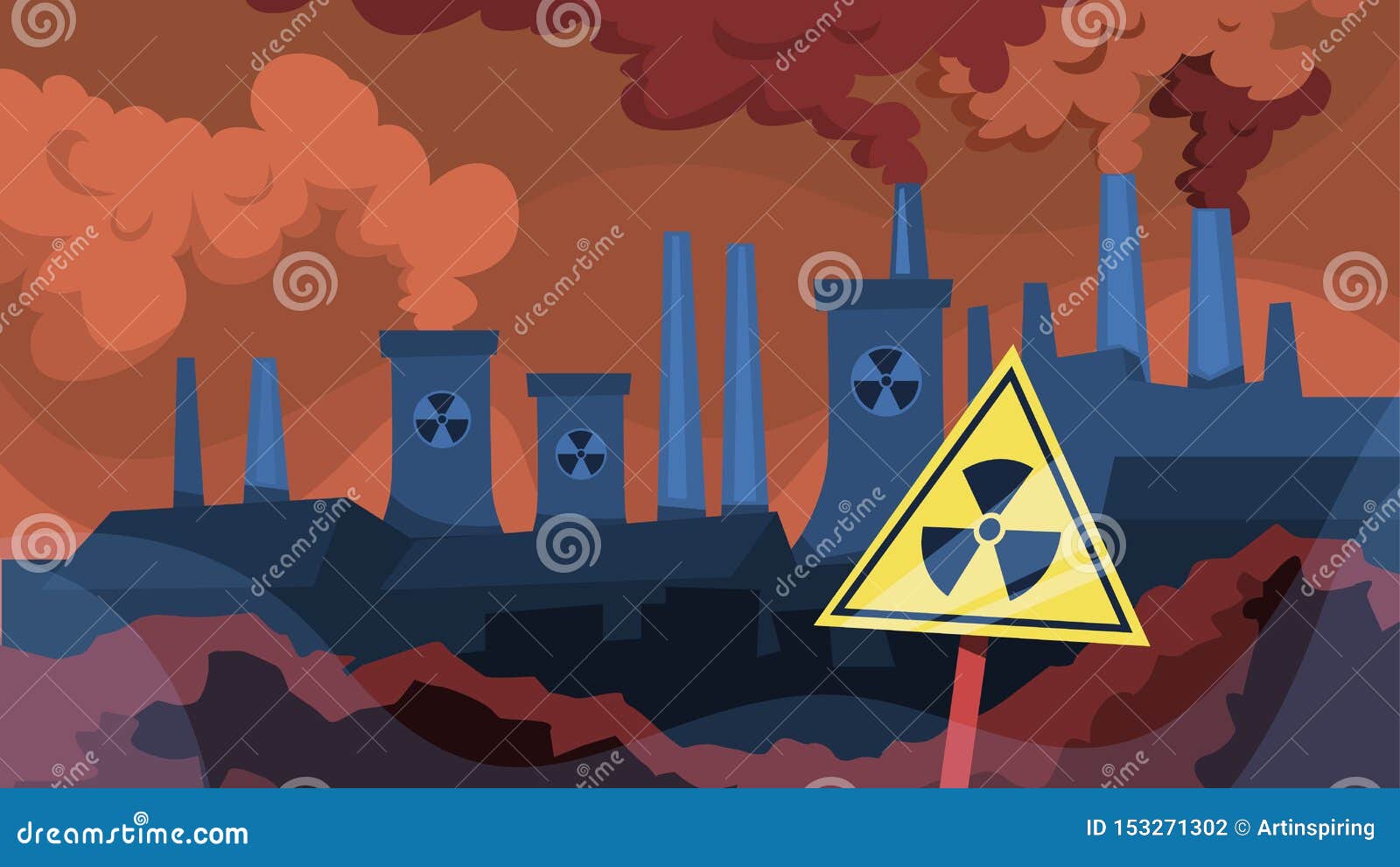 Radioactive Pollution Concept. Idea of Environment Destruction Stock ...