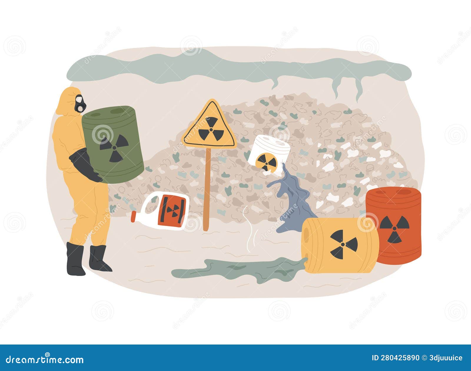 Radioactive Pollution Isolated Concept Vector Illustration. Stock ...