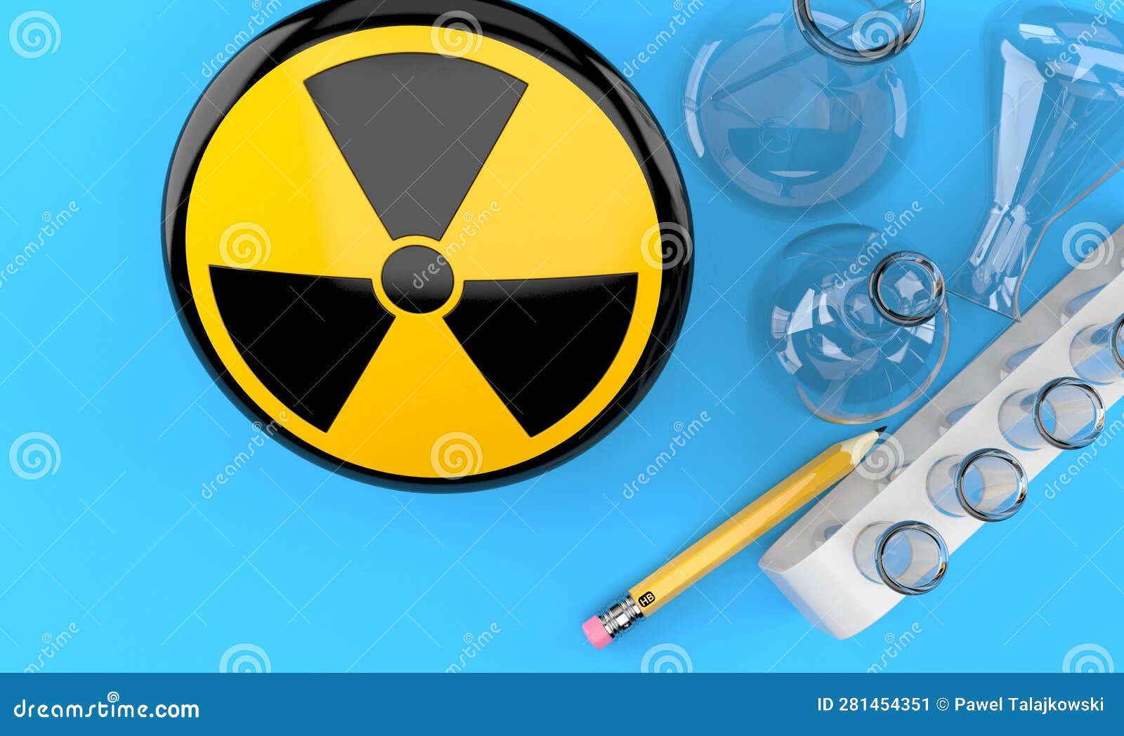 Radioactive Symbol with Chemistry Flask Stock Illustration ...