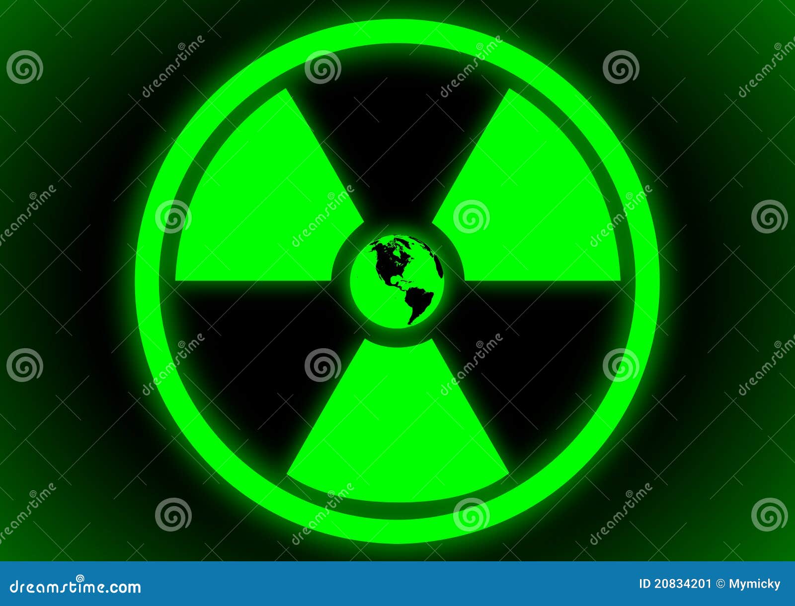 Radioactive Symbol with Earth Stock Illustration - Illustration of glow ...