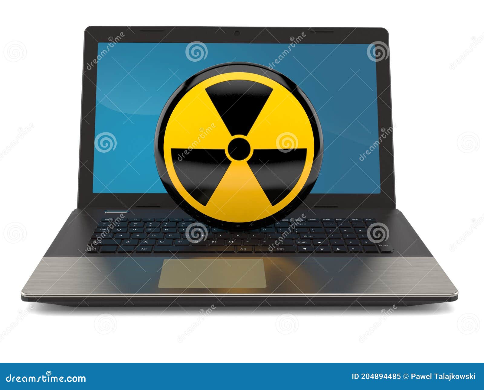 Radioactive Symbol with Laptop Stock Illustration - Illustration of ...