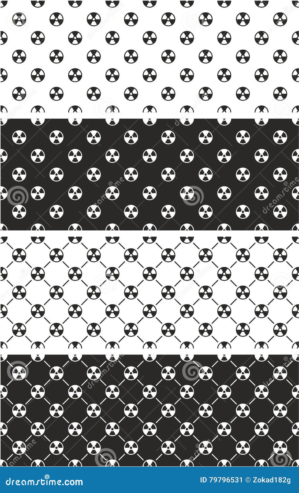 Radioactive Symbol Seamless Pattern Set Stock Vector - Illustration of ...