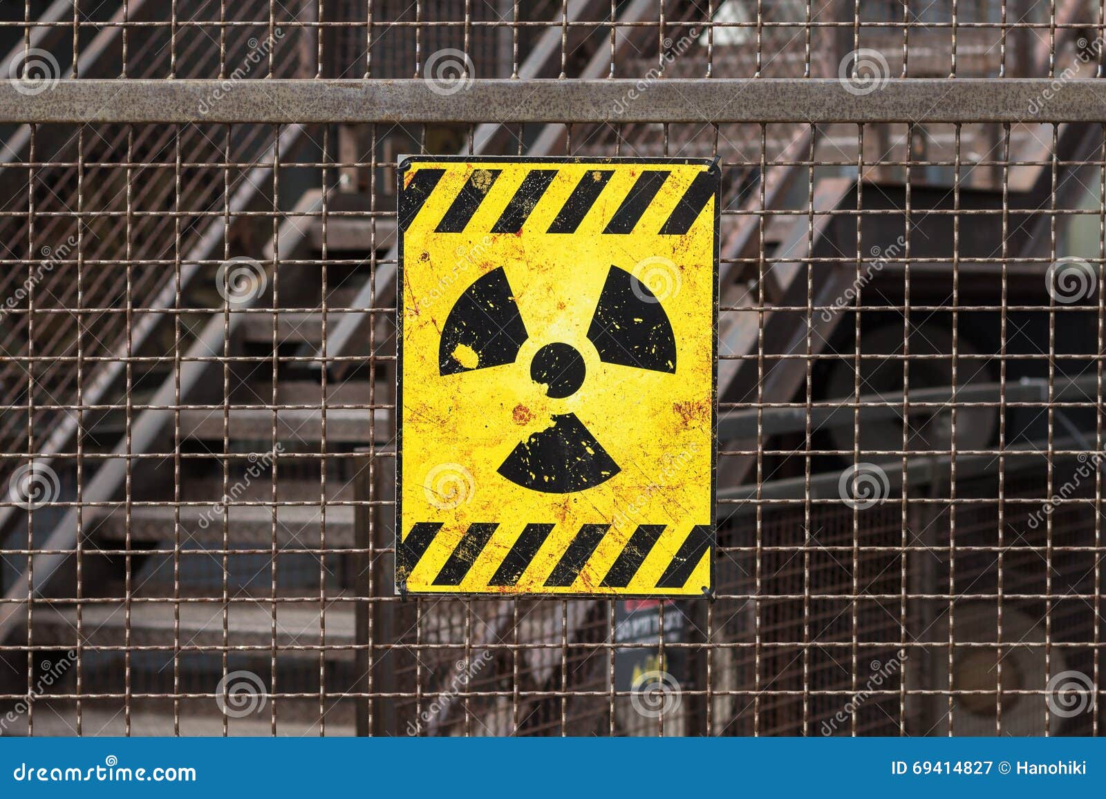Radioactive Warning Sign On Rusty Fence Royalty-Free Stock Photography ...