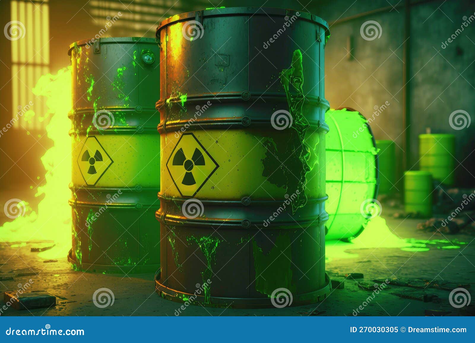 Radioactive Waste in Barrels, Radiation Storage. Created with ...