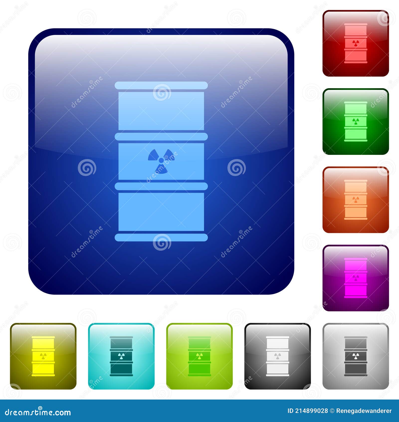 Radioactive Waste Color Square Buttons Stock Vector - Illustration of ...