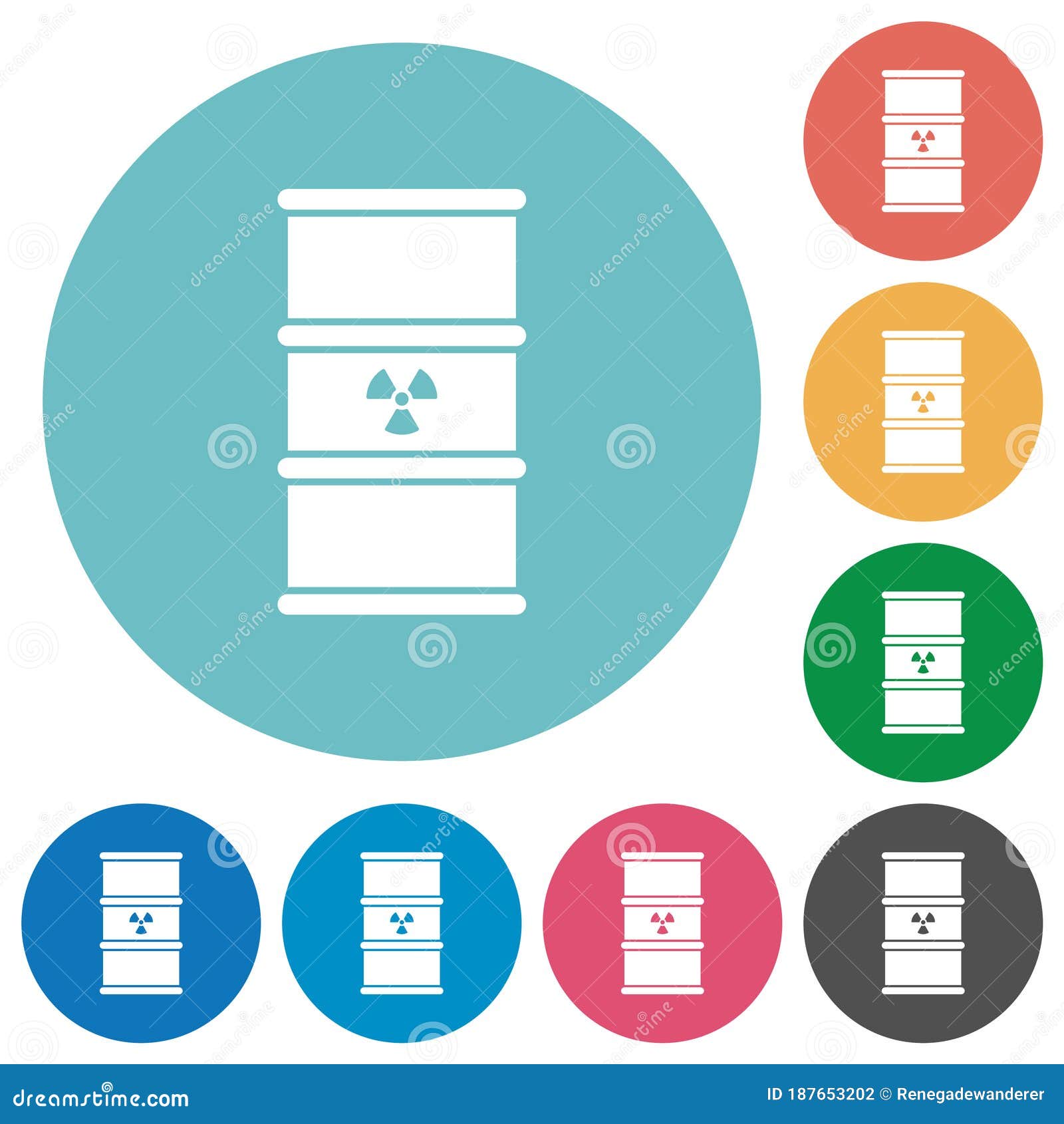 Radioactive Waste Flat Round Icons Stock Vector - Illustration of ...