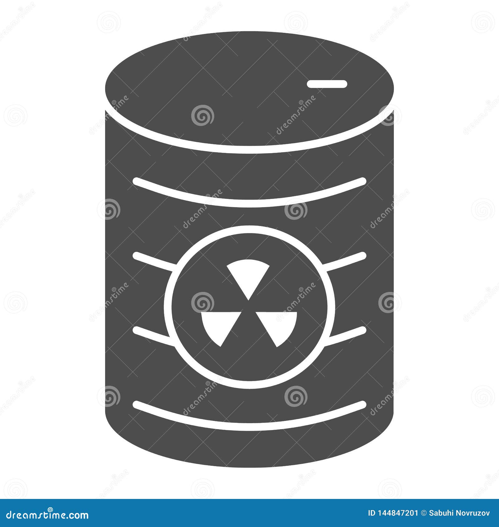 Radioactive Waste Solid Icon. Nuclear Waste Can Vector Illustration ...