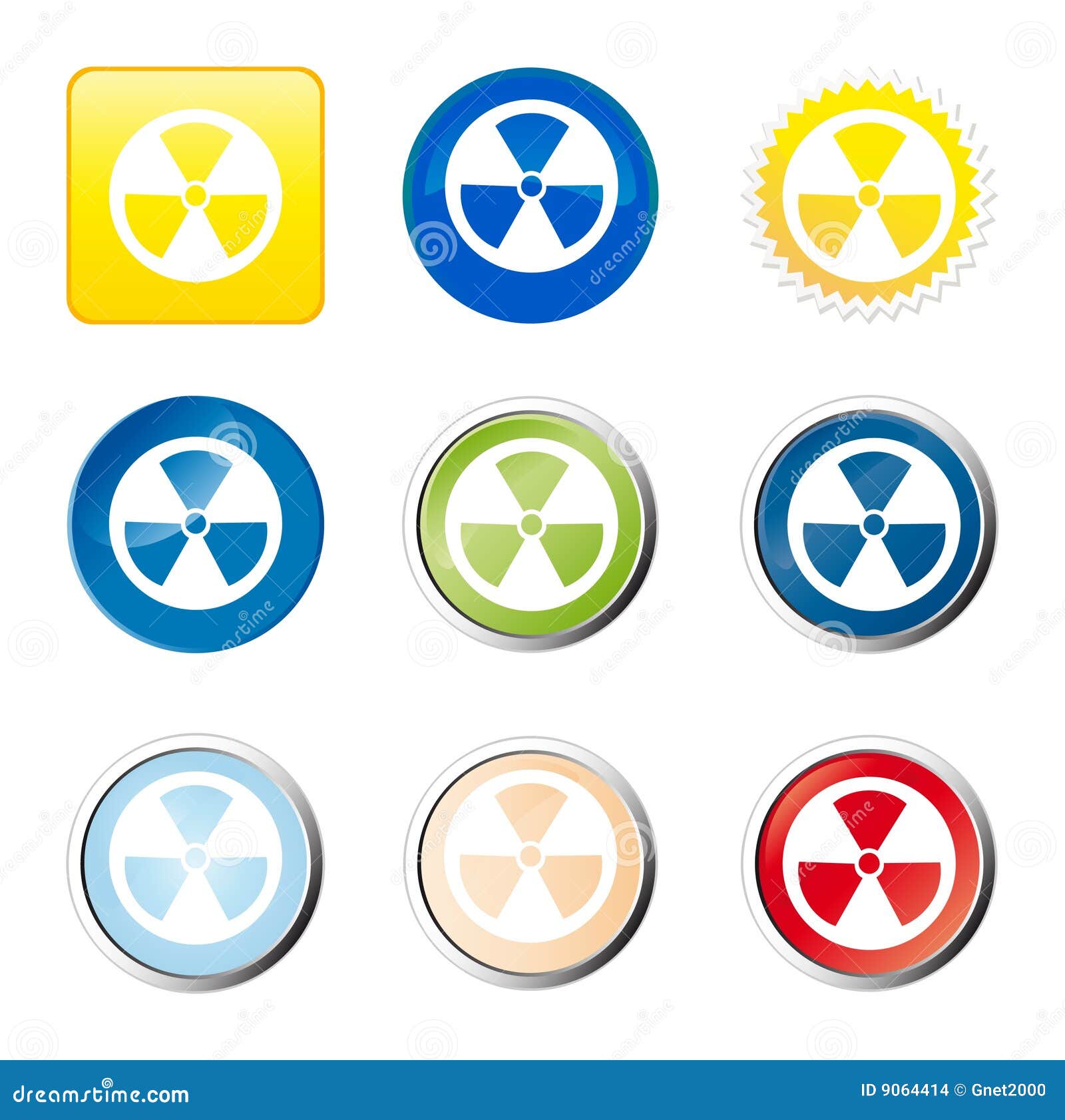 Radioactive web button stock vector. Illustration of dangerous - 9064414