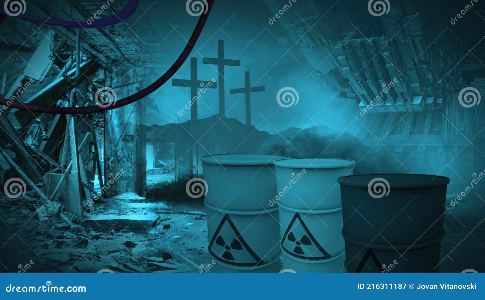Radioactive Zone - Post Apocalyptic Scene Stock Illustration ...