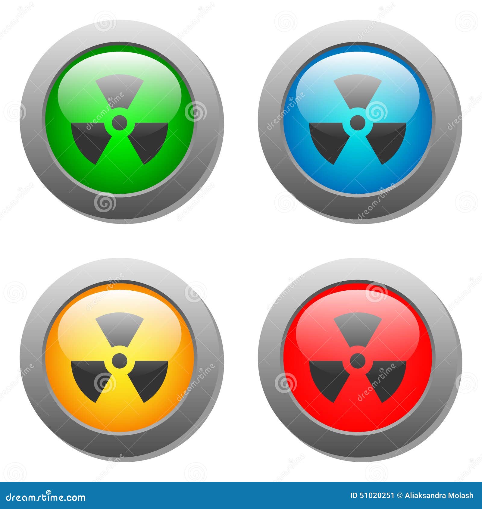 Radioactivity Icon on Buttons Set Stock Vector - Illustration of ...