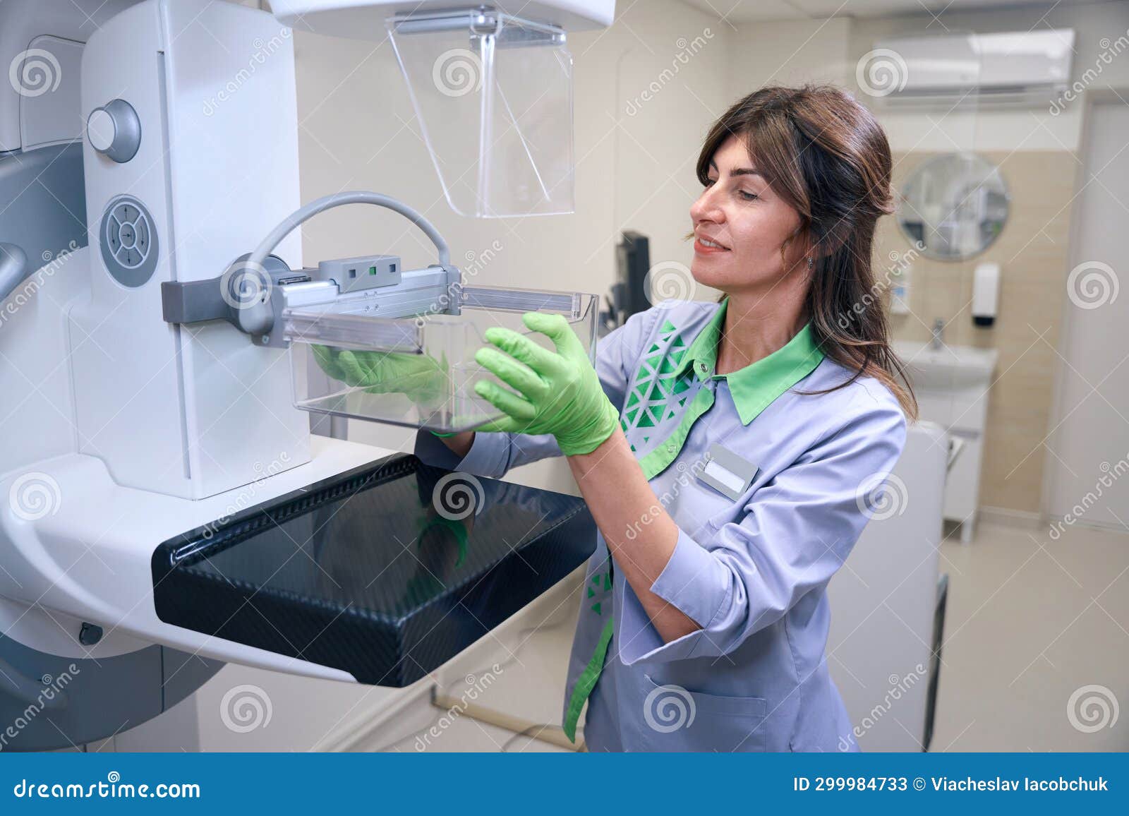 Radiologic Technologist is Preparing Diagnostic Equipment for Breast ...