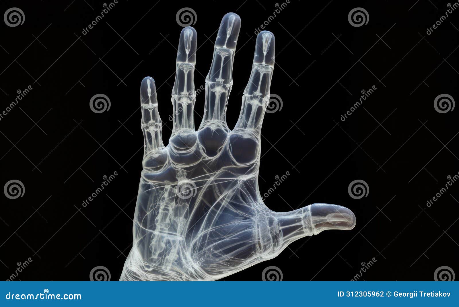 X-Ray Image of a Human Hand with Visible Bones Stock Illustration ...