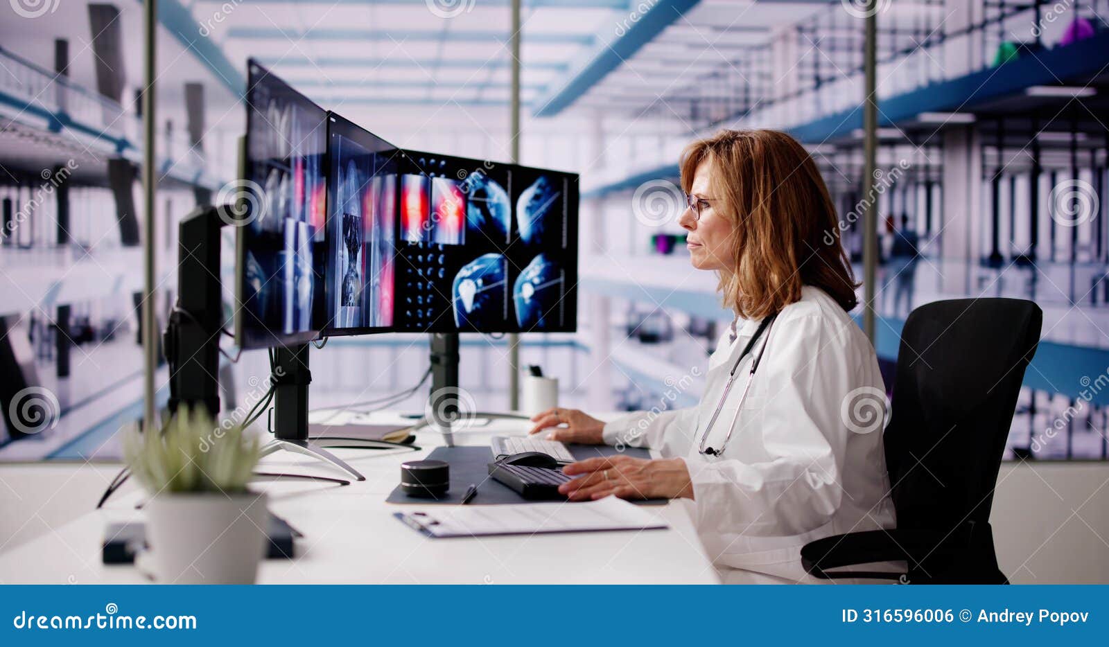 Radiologist Dentist Using X Ray Software Stock Photo - Image of ...