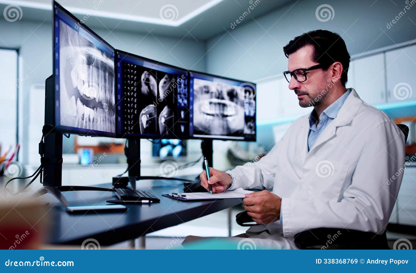 Radiologist Dentist Using X Ray Software Stock Image - Image of ...