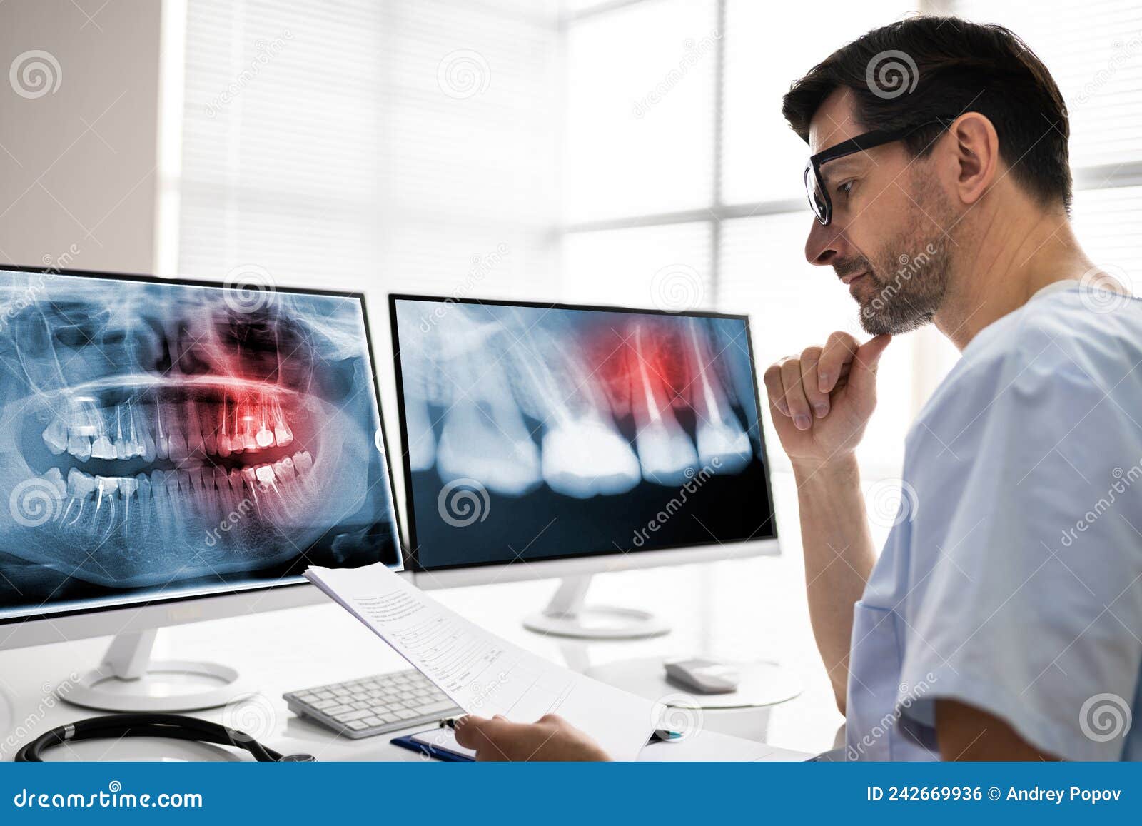 Dentist Using Occlusal Spray On Fixed Denture Royalty-Free Stock ...