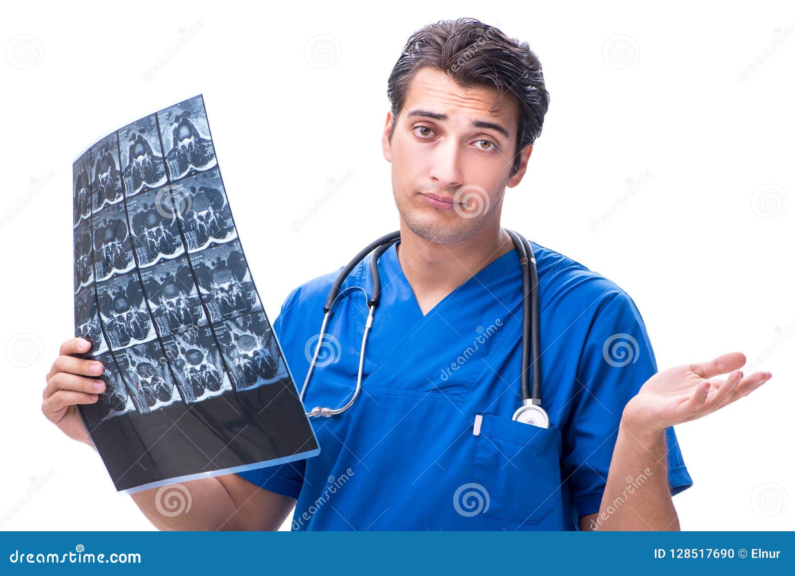 The Radiologist Doctor with X-ray Image Isolated on White Stock Photo ...