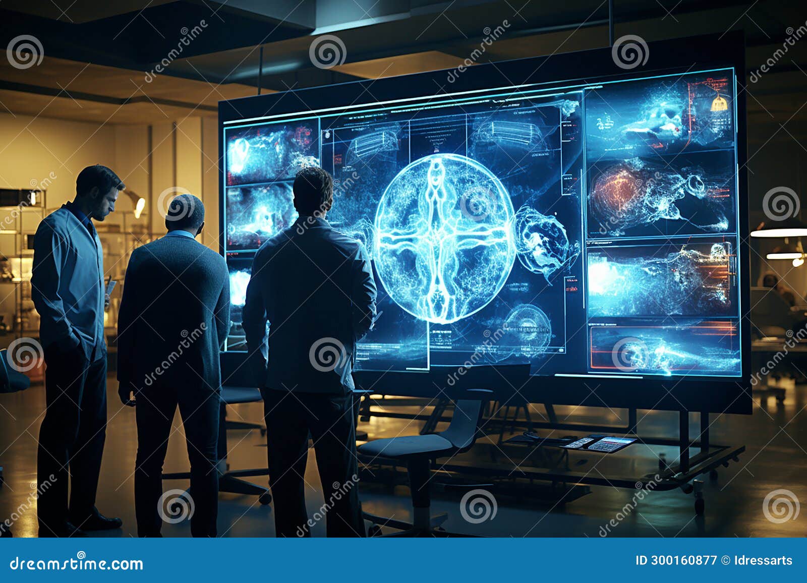 Radiologist Examining a CT Scan on a Lightbox, with Detailed ...