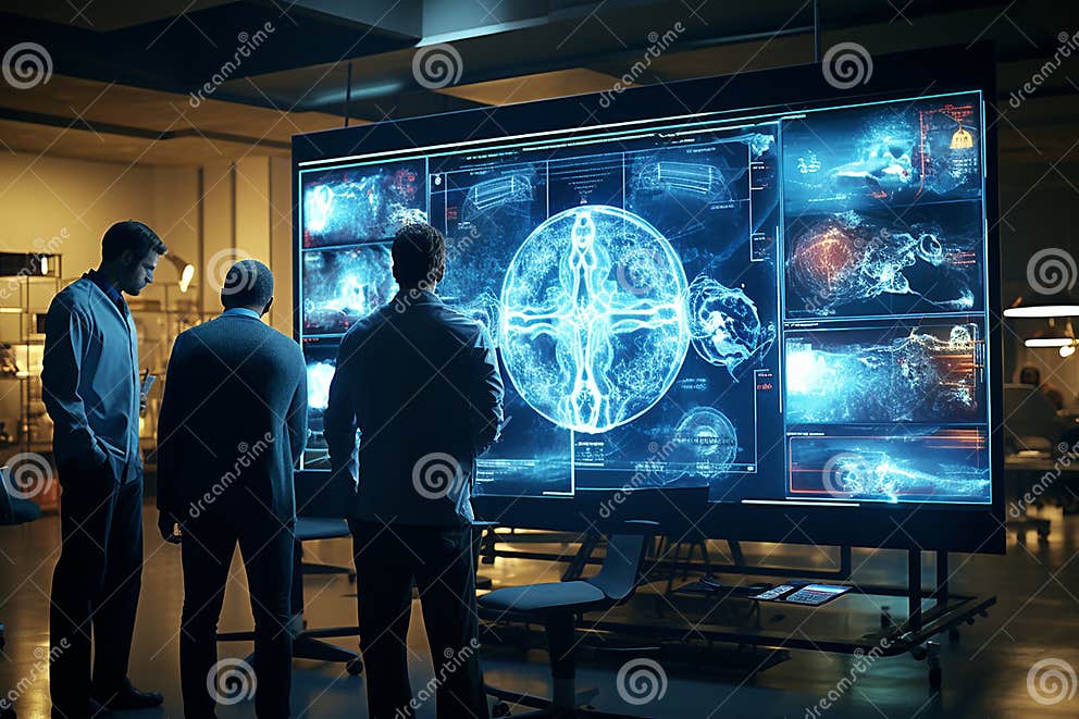 Radiologist Examining a CT Scan on a Lightbox, with Detailed ...