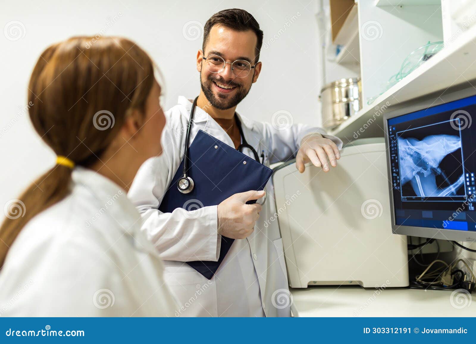 A Radiologist Looks at an X-ray Image in His Lab Stock Image - Image of ...