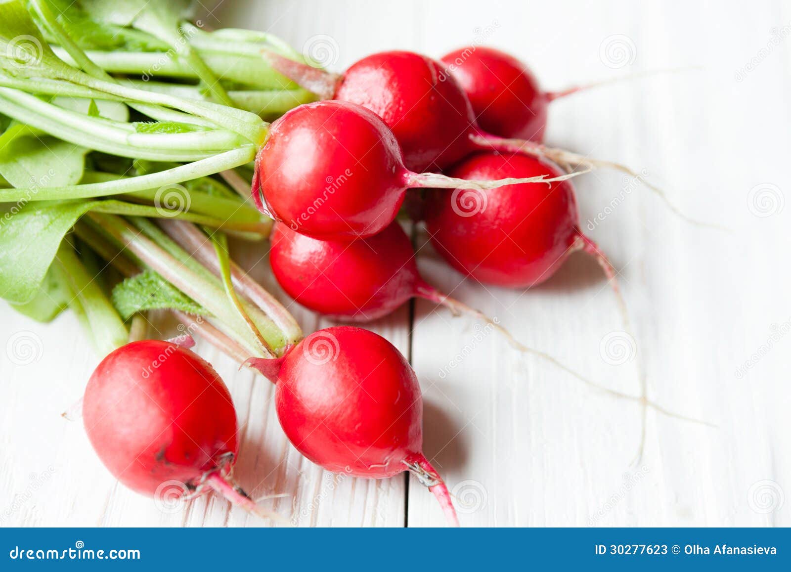 Radis Rouge Frais Sur Les Conseils Image stock - Image of wooden, vert ...