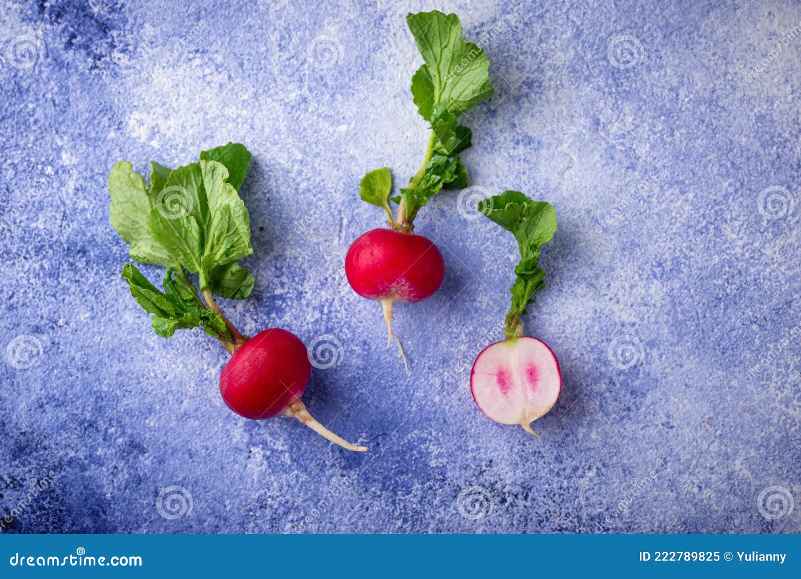 Radish on Blue Concrete Backgrounds Stock Image - Image of fresh, root ...