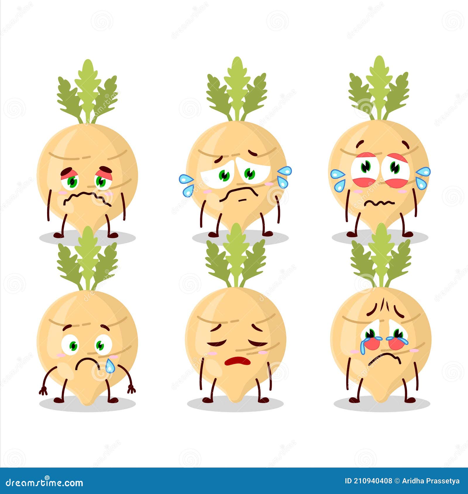 Radish Cartoon in Character with Sad Expression Stock Vector ...